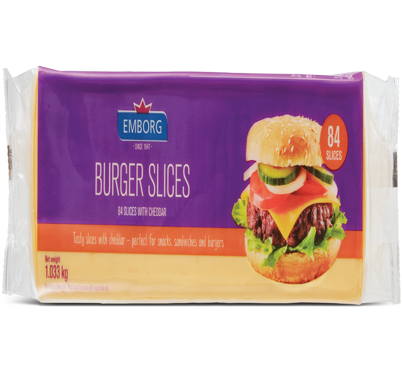Emborg Burger 84 Slices With Coloured Cheddar 1.033Kg – MeatUp.shop
